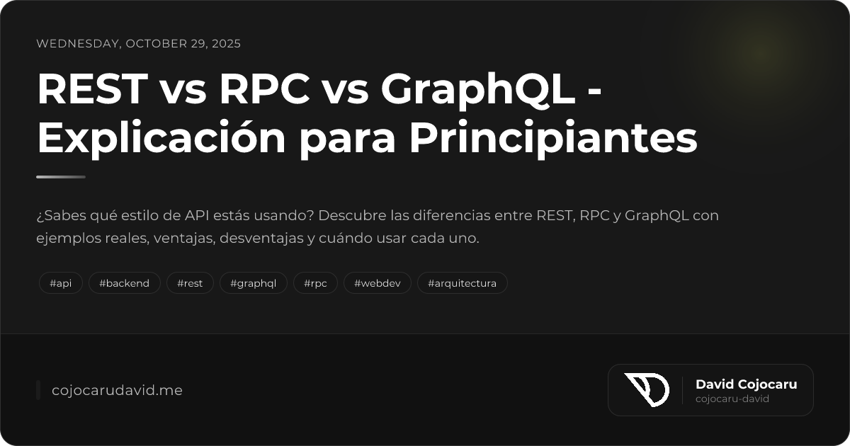 REST vs RPC vs GraphQL - Explicación para Principiantes